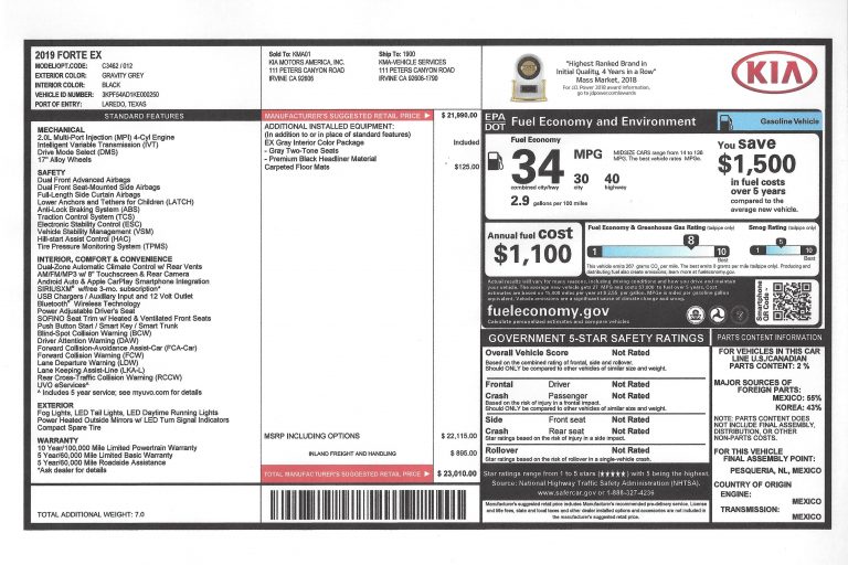 KIA Forte sticker - Matt Stone Cars