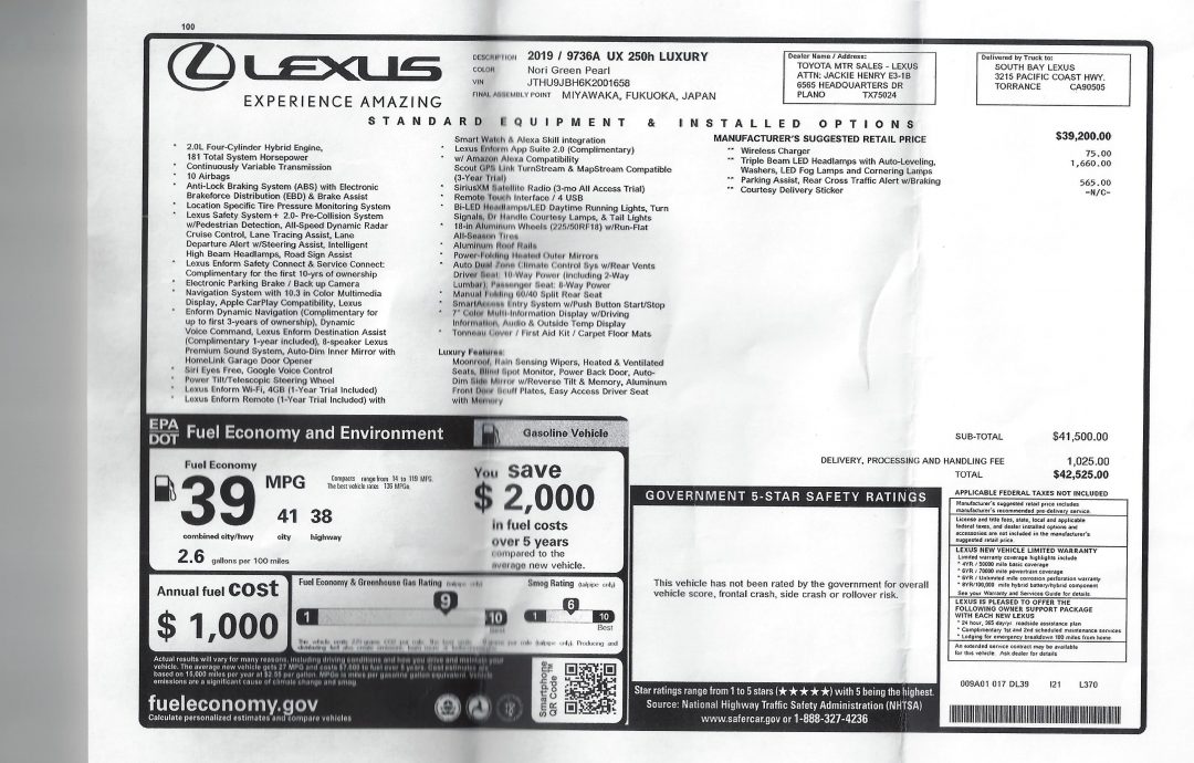 Lexus sticker - Matt Stone Cars